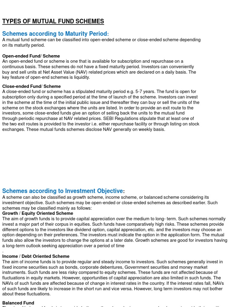 Types of Mutual Fund Schemes: Schemes According To Maturity Period ...