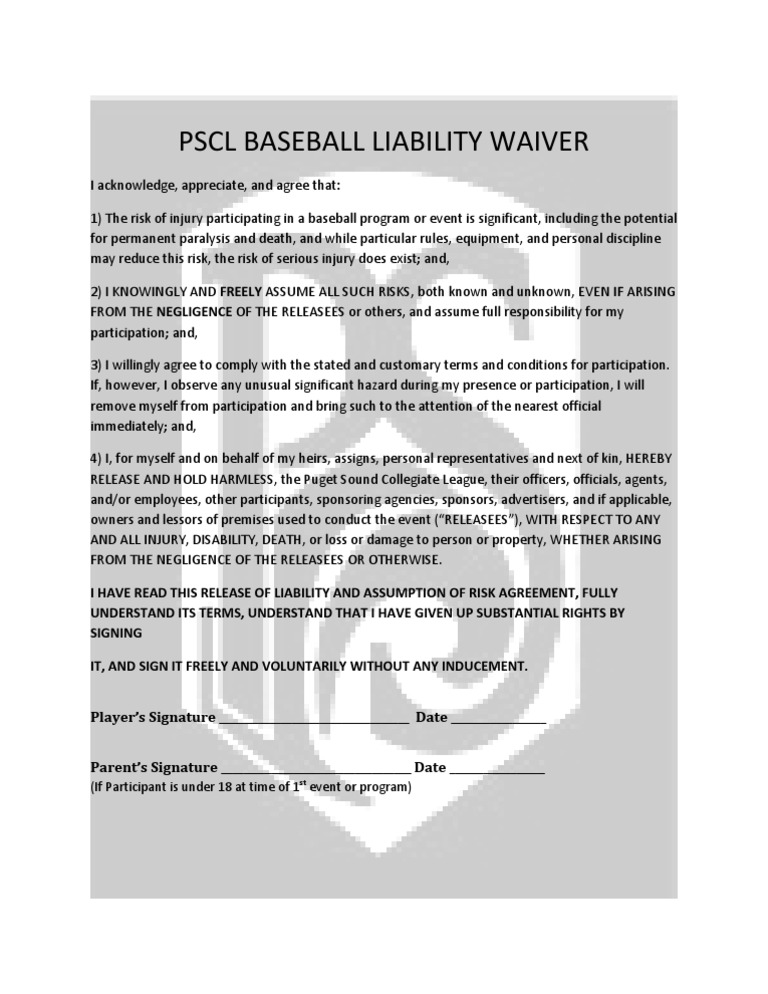 PSCL Liability Waiver 2013 | PDF | Law