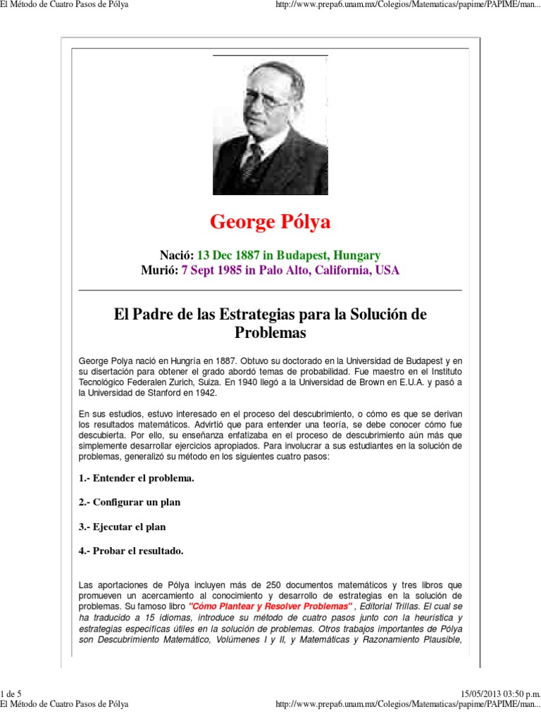 El Método de Cuatro Pasos de Pólya | PDF | Método científico | Heurístico