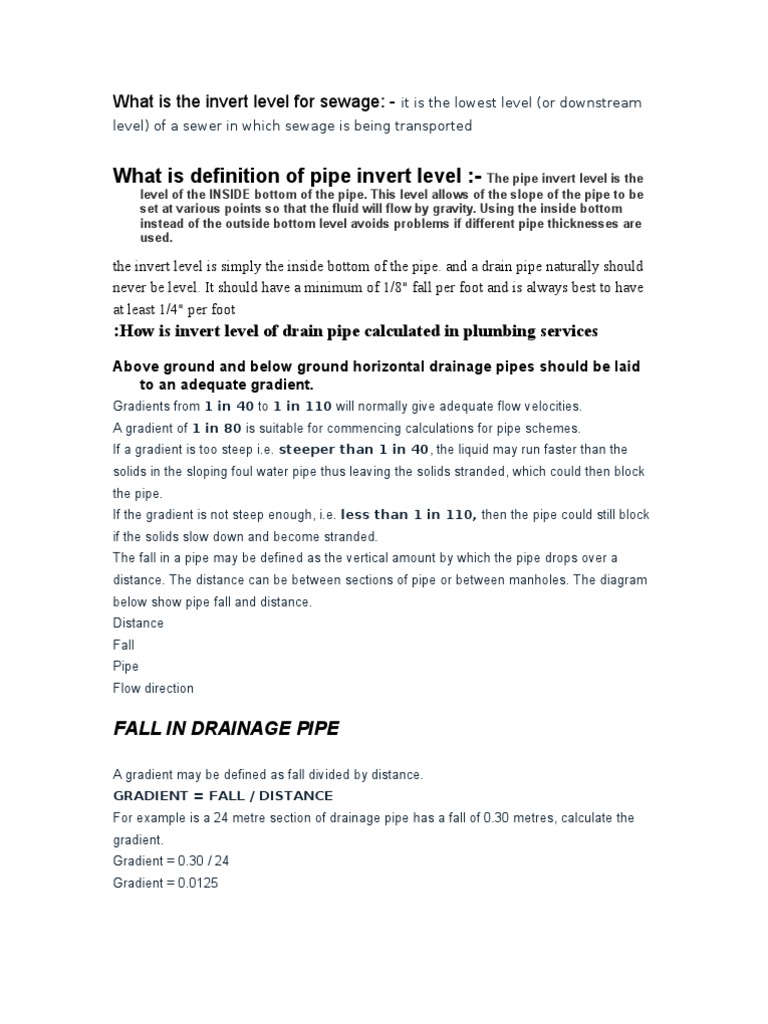 Sewer Line Invert Level | PDF | Sanitary Sewer | Plumbing
