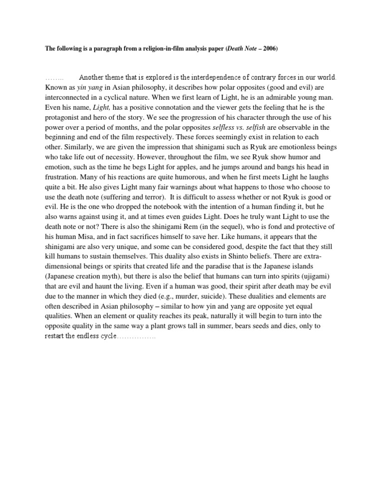 Film Analysis Sample | PDF | Good And Evil | Science