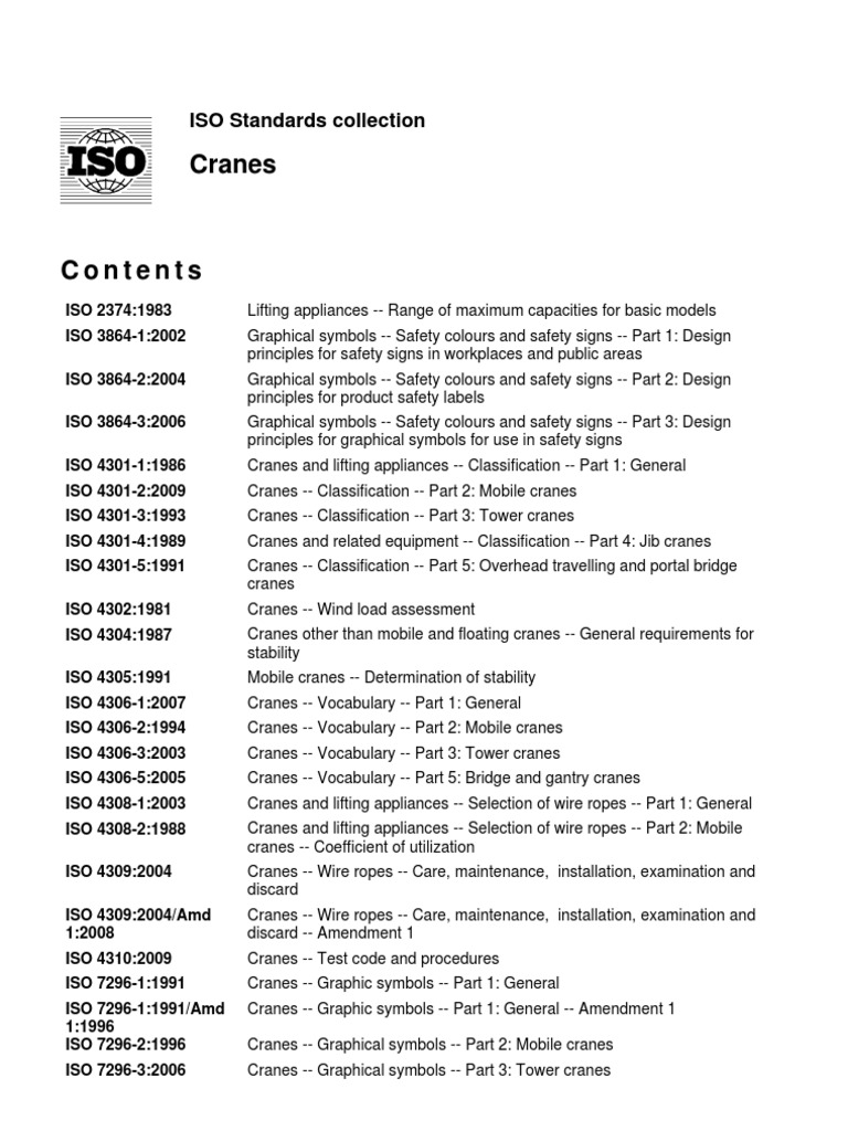 ISO Standards Collection - Cranes | PDF | Business