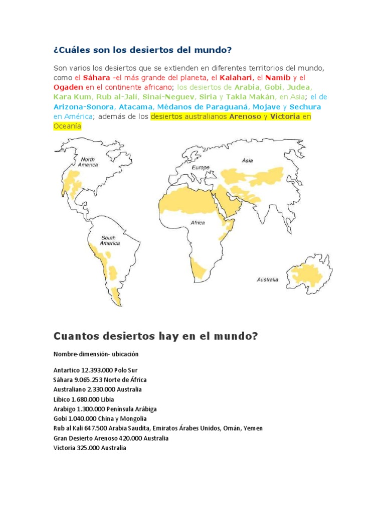 Cuáles Son Los Desiertos Del Mundo | PDF