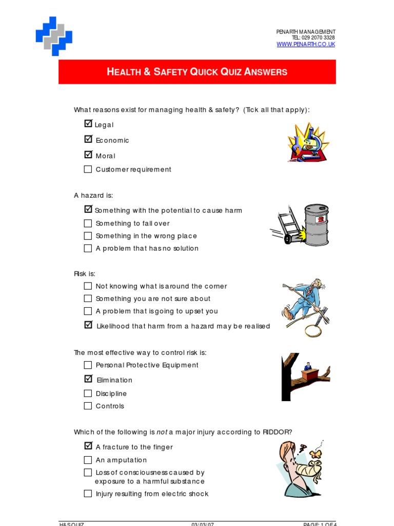 H&S Quiz Answers | PDF | Toxicity | Occupational Safety And Health
