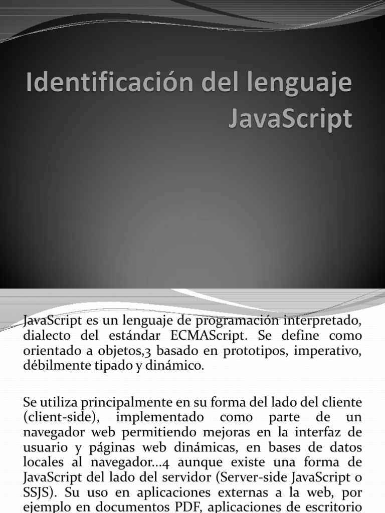Identificación Del Lenguaje JavaScript | PDF | Script Java | HTML