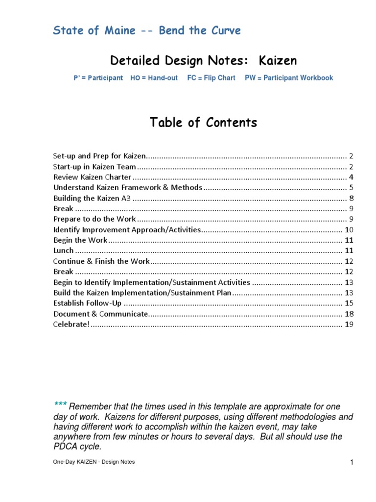 Kaizen Design Notes | PDF | Lean Manufacturing | Project Management