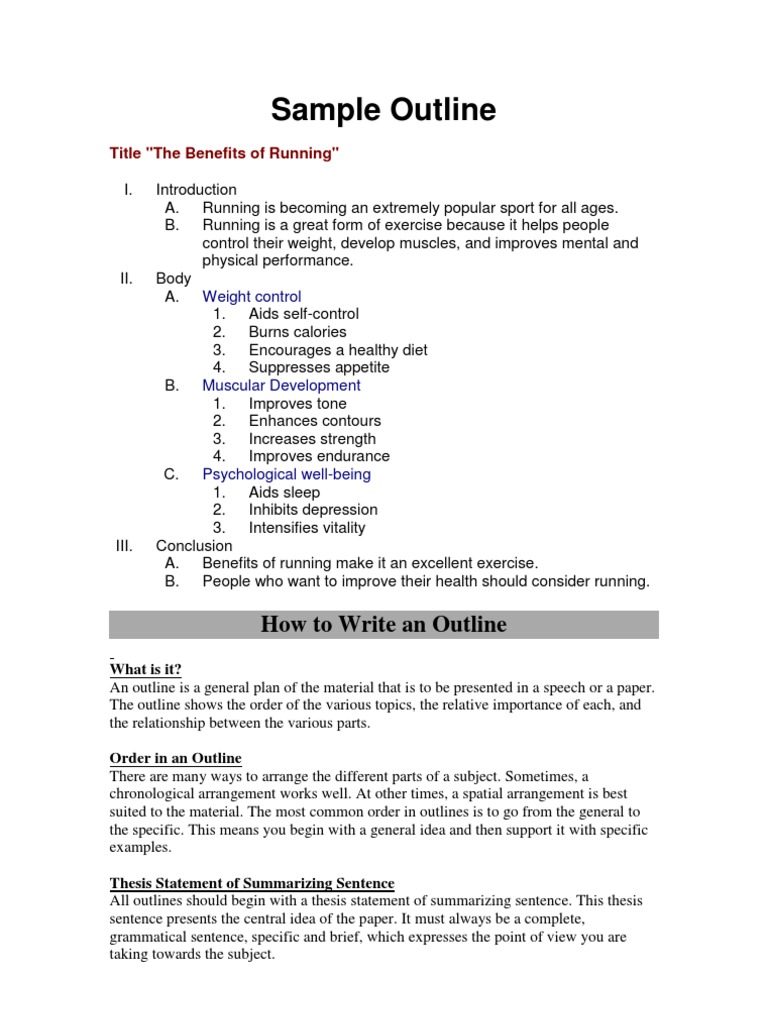 Sample Outline | PDF | Physical Exercise | Sentence (Linguistics)