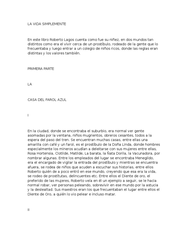 Resumen Completo La Vida Simplemente | PDF