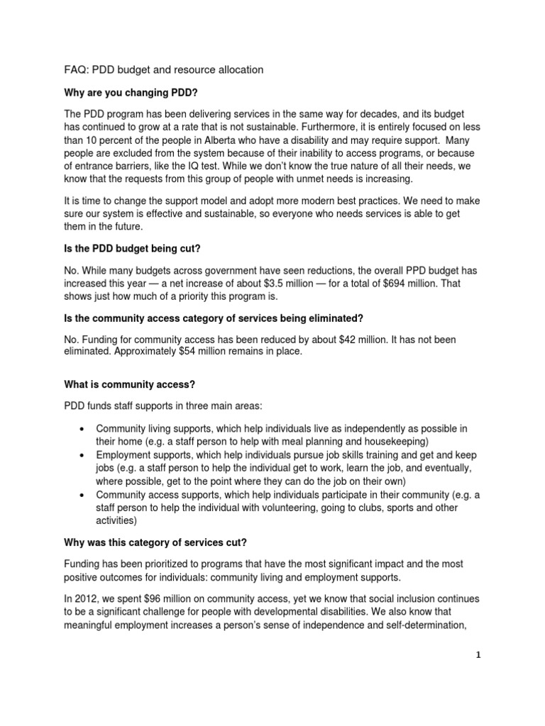 FAQ: PDD Budget and Resource Allocation | PDF | Developmental ...
