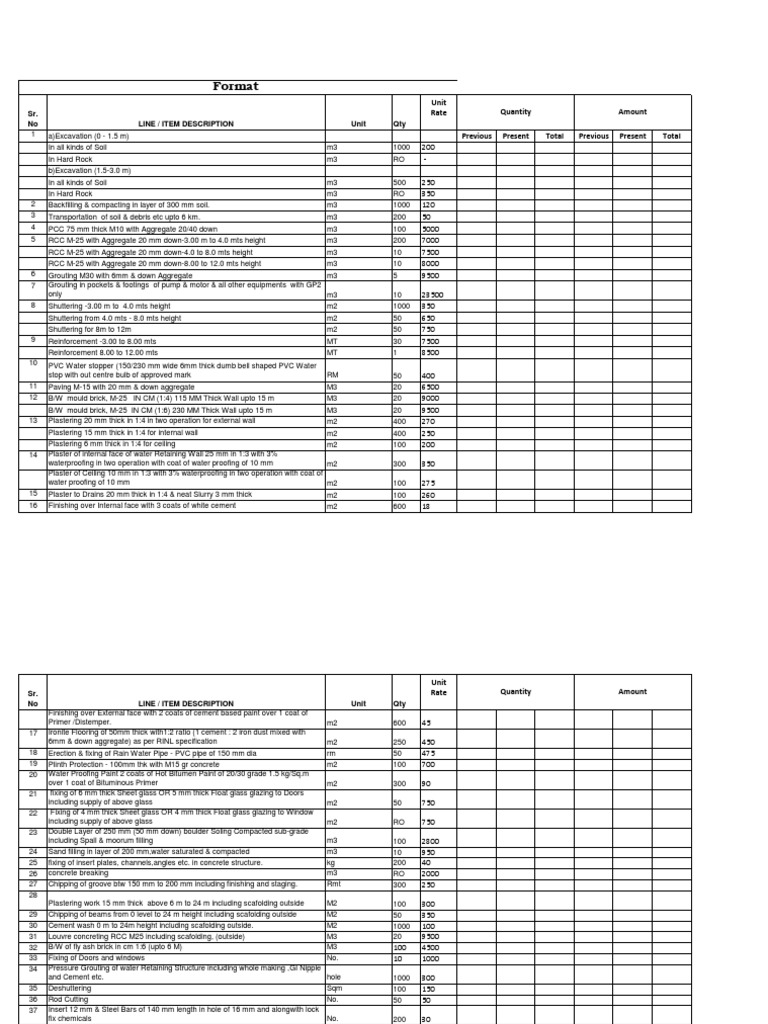 Bill Format Orginal | PDF | Scaffolding | Concrete
