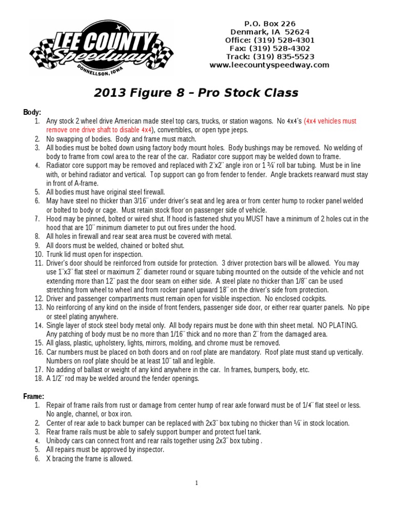 Pro Stock Racing Rules & Specs | PDF | Tire | Automobiles