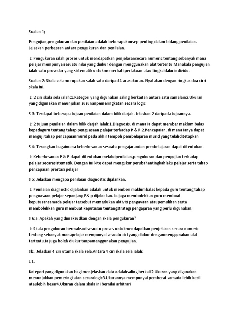 Contoh Soalan Exam Lepas Topic 1 HBEF 3203 (Pengukuran &penilaian Dalam Pendidikan) | PDF