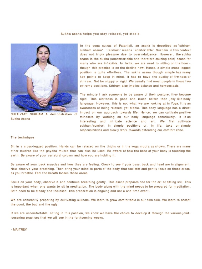 Sukha Asana Helps You Stay Relaxed, Yet Stable | PDF | Asana | Yoga
