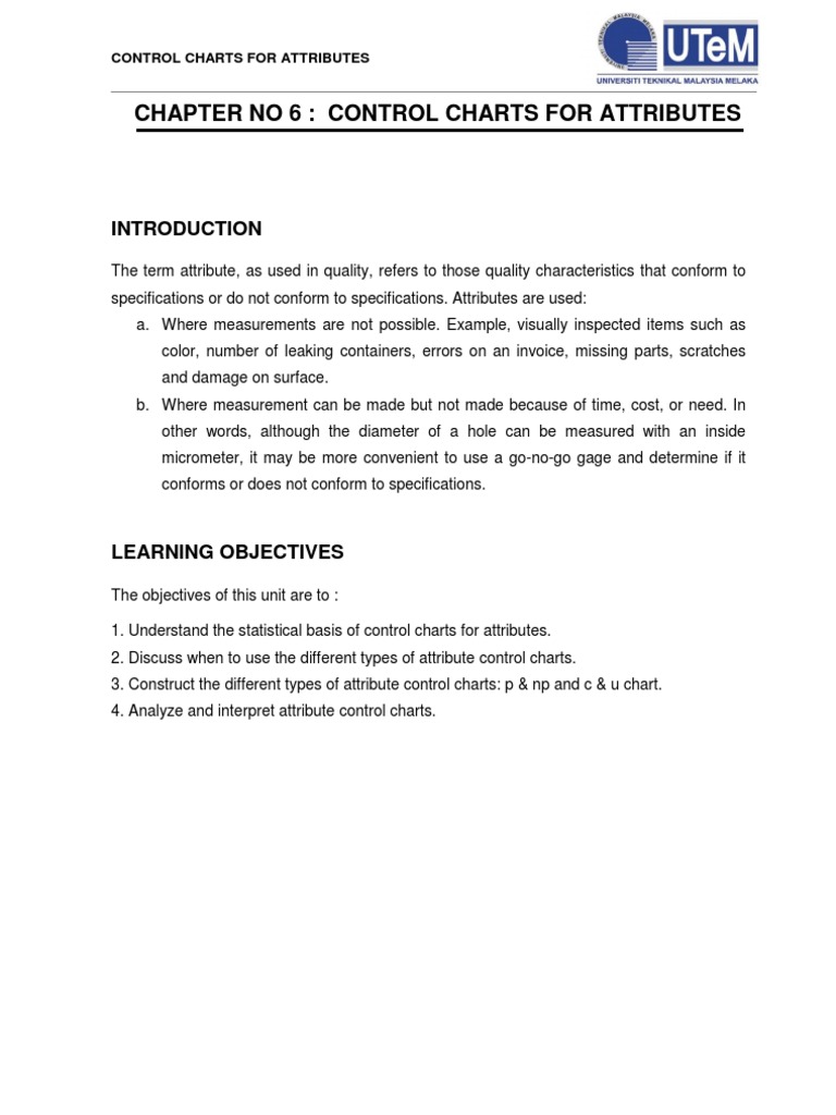CONTROL CHARTS FOR ATTRIBUTES | PDF | Subroutine | Evaluation