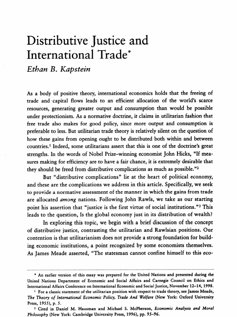 Distributive Justice and International Trade | PDF | John Rawls ...