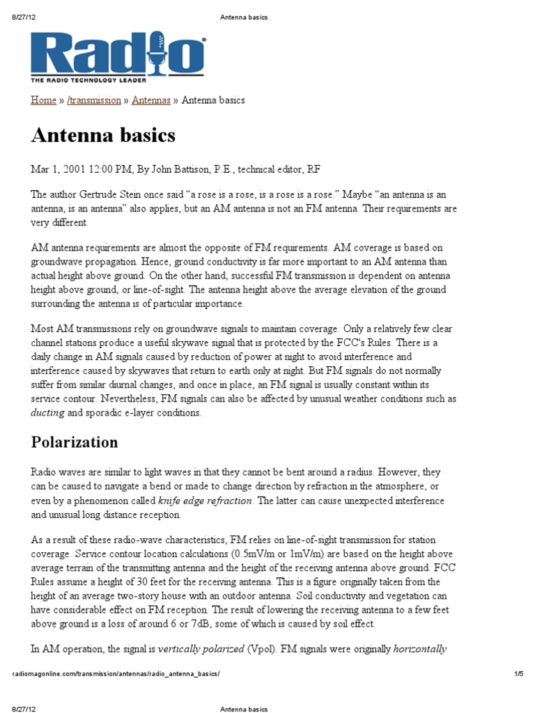 Antenna Basics PDF | PDF | Am Broadcasting | Antenna (Radio)