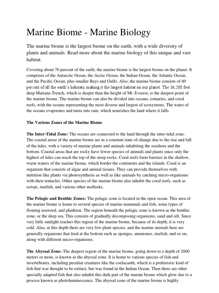 Marine Biome | Marine Biology | Oceans