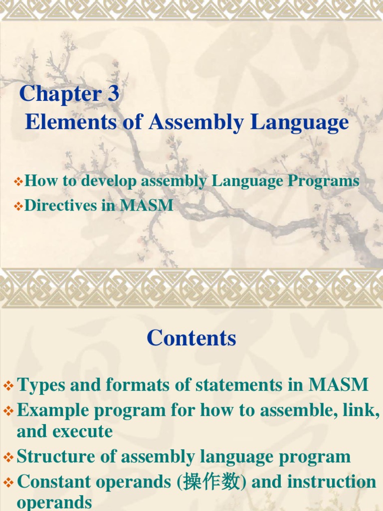 Elements of Assembly Language: How To Develop Assembly Language Programs Directives in MASM ...