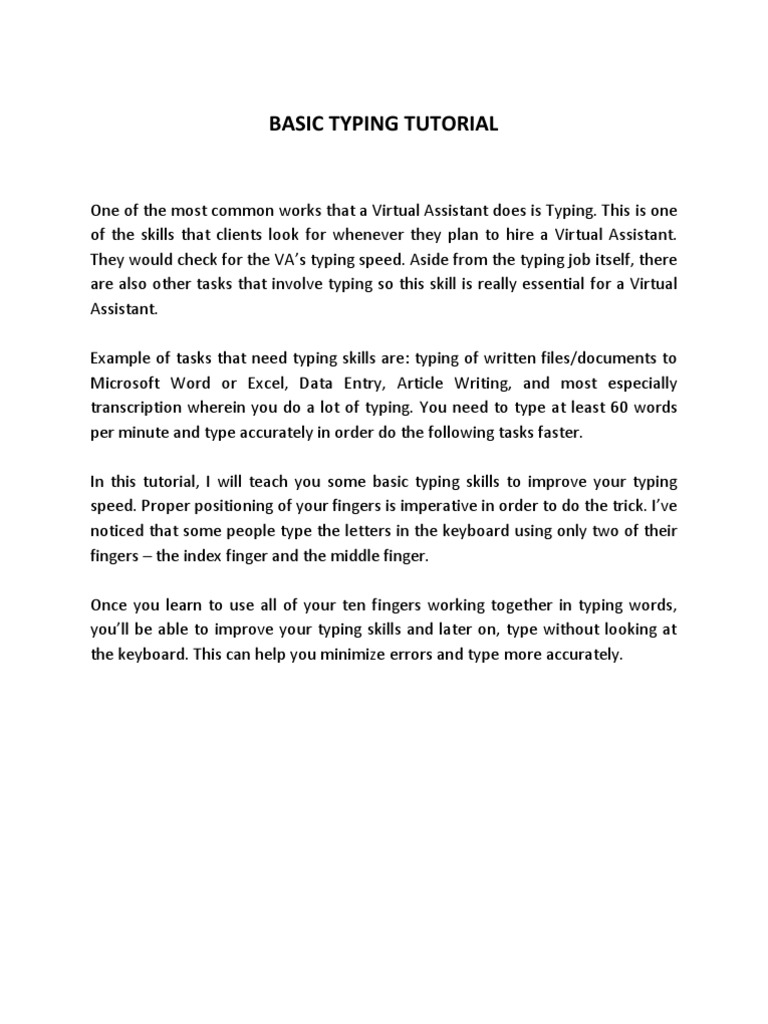 Basic Typing Tutorial | PDF | Office Work | Text