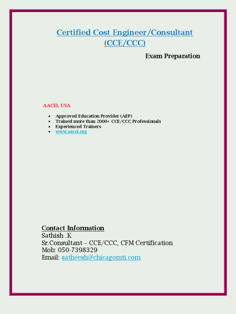 Certified Cost Engineer/Consultant (CCE/CCC) : Exam Preparation | PDF ...