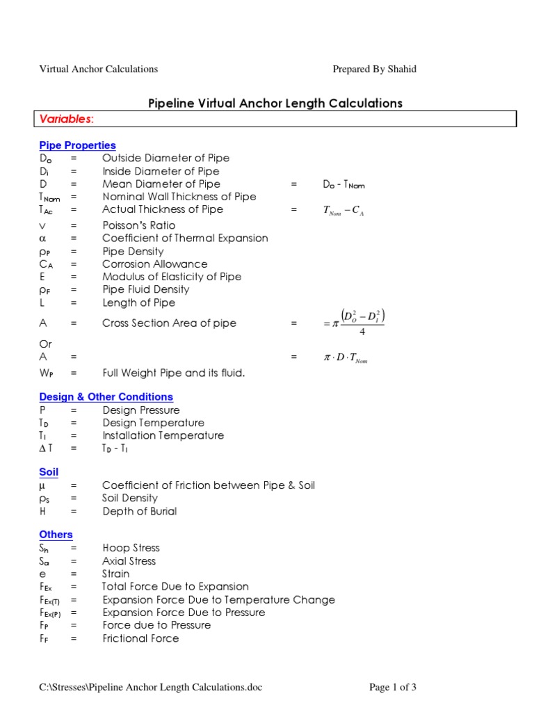 Virtual Anchor Length Calculations | PDF | Thermal Expansion | Pipe ...