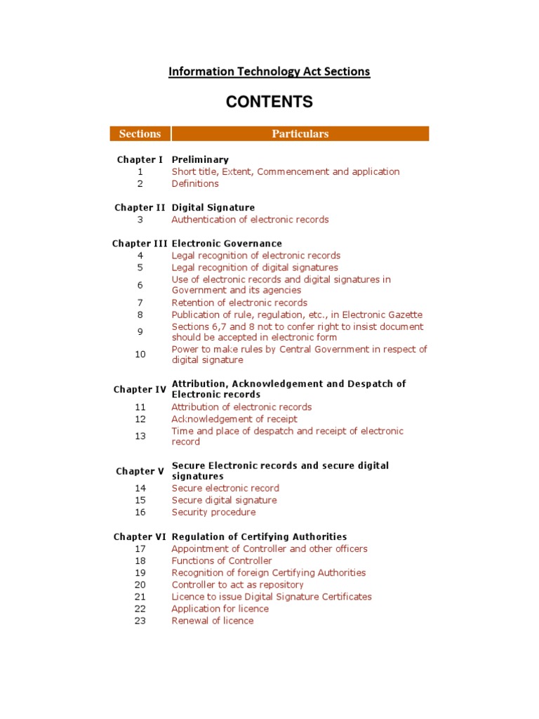 IT Act: Key Sections Overview | PDF | Records Management | Public Key ...