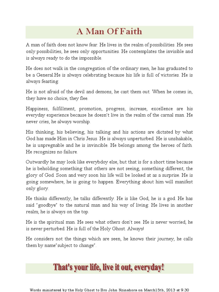 A Man of Faith | PDF | Philosophy | Self-Improvement