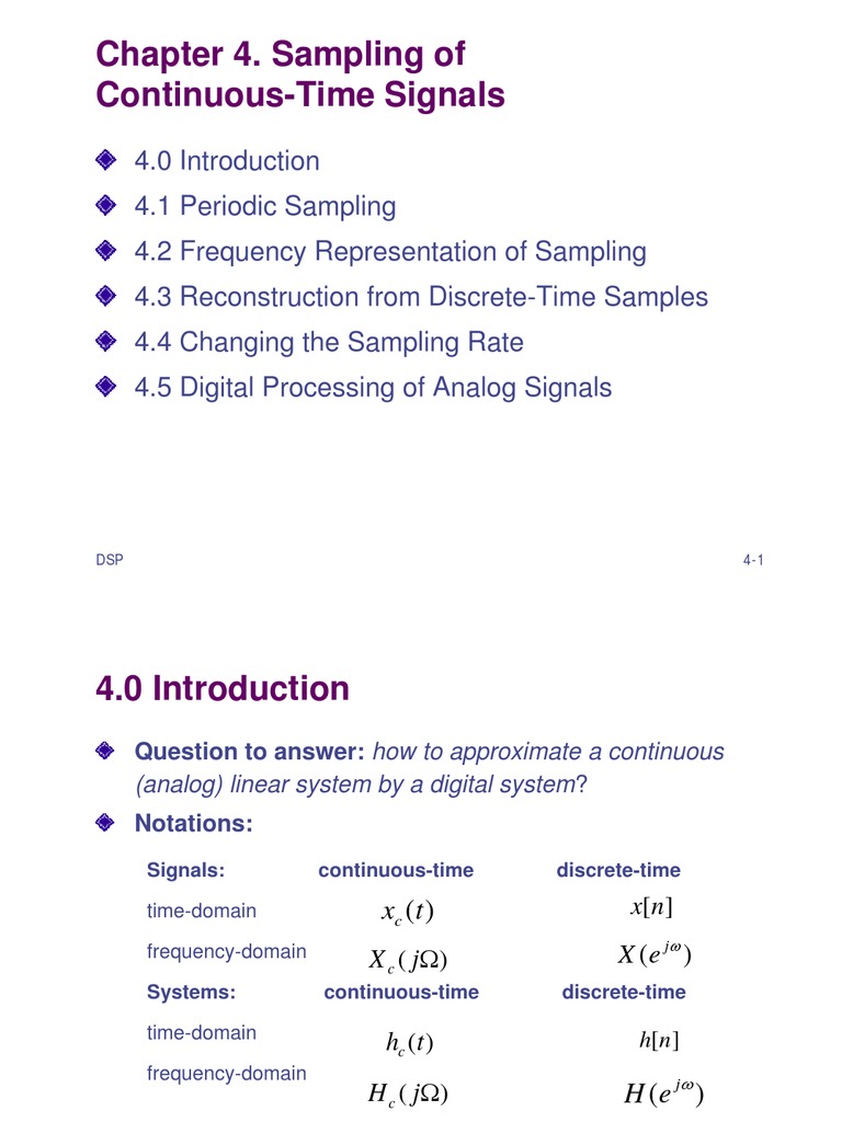 Chapter 4. Sampling of Continuous-Time Signals | PDF | Digital Signal ...