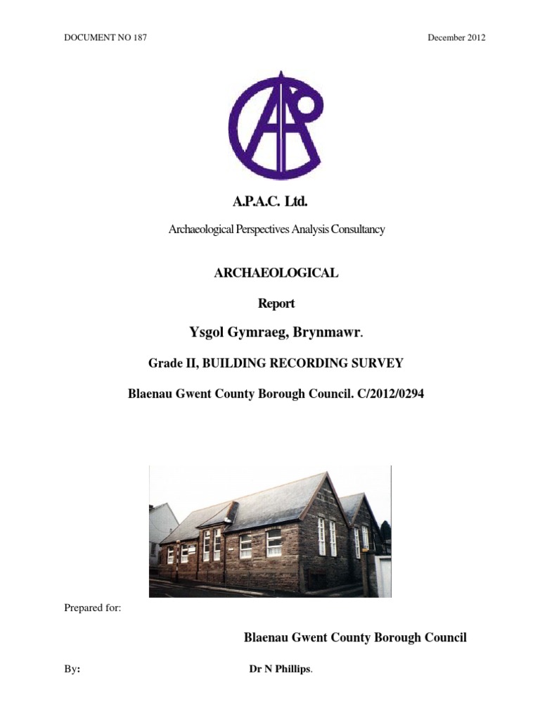 187: Ysgol Gymraeg, Brynmawr, Building Recording, APAC LTD | PDF | Wall ...