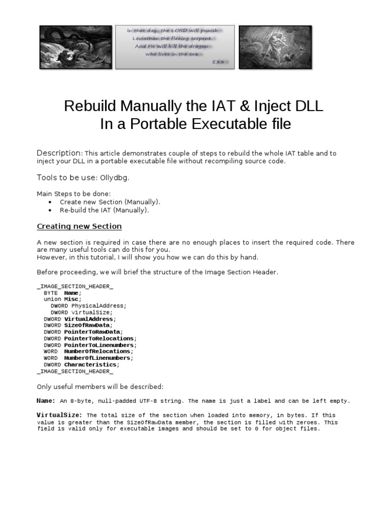 Rebuild Manually The Iat And Inject Dll In A Portable Executable File Download Free Pdf