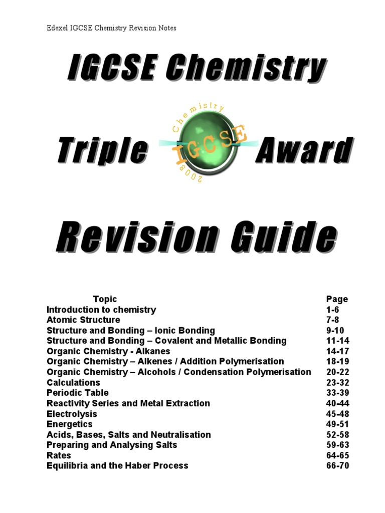 Chemistry Revision Notes 2012 | PDF
