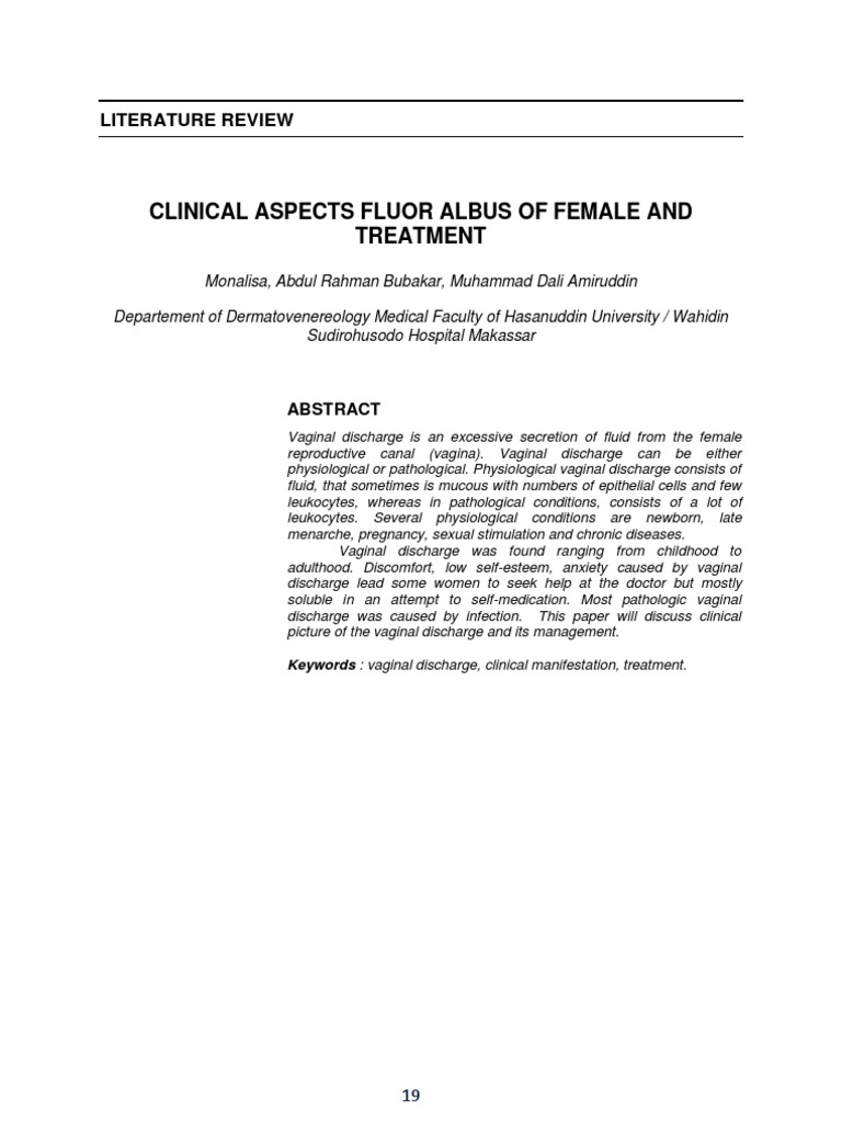 Clinical Aspects Fluor Albus of Female and Treatment: Literature Review ...
