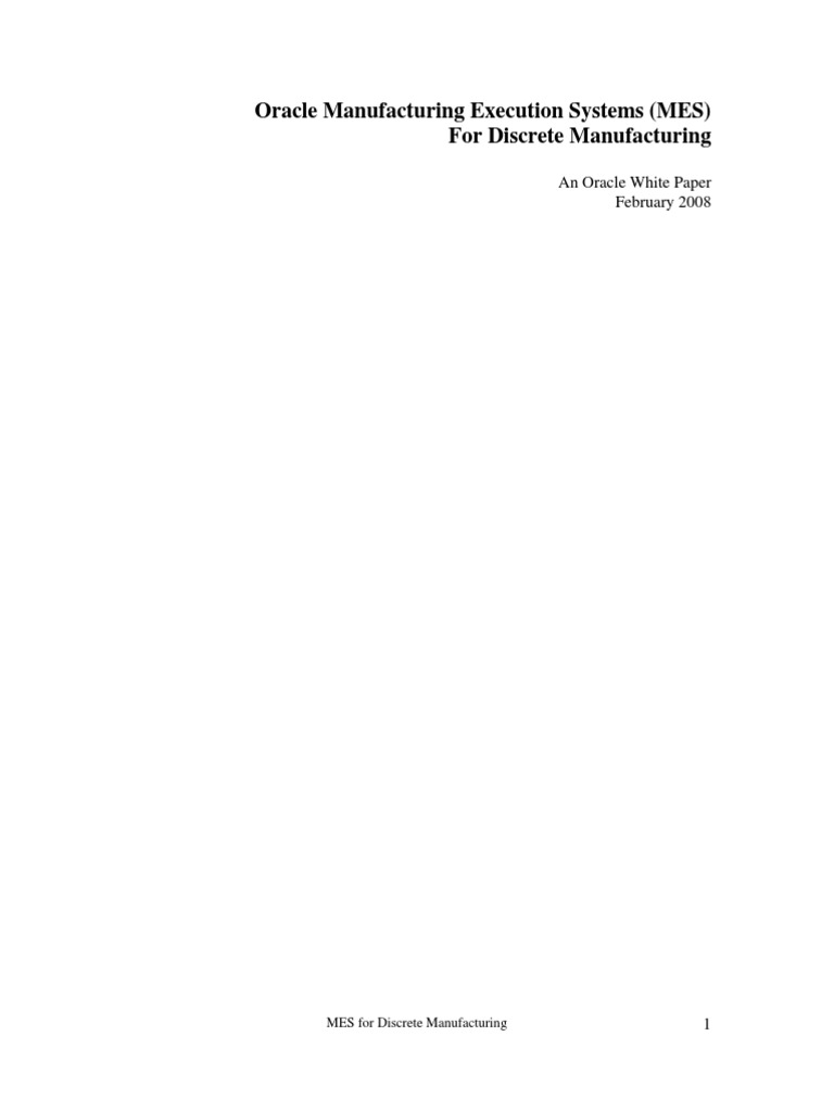 Oracle Manufacturing Execution Systems (MES) For Discrete Manufacturing ...