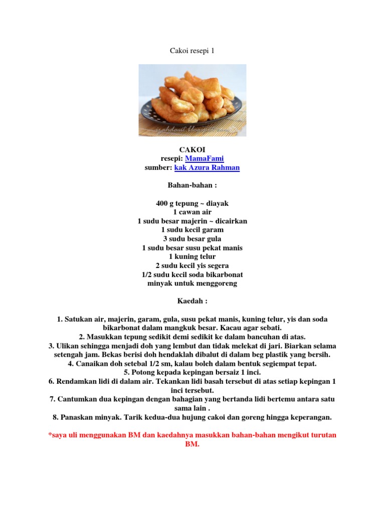 Cakoi Recipe | PDF