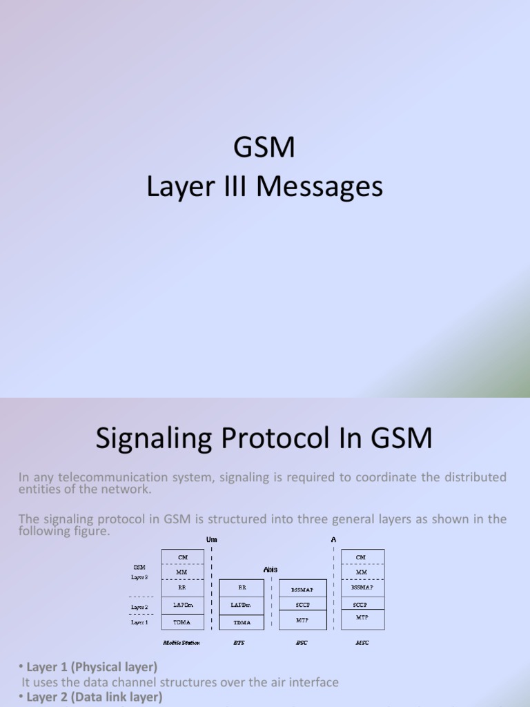 An Overview of GSM Layer III Signaling Messages and System Information ...