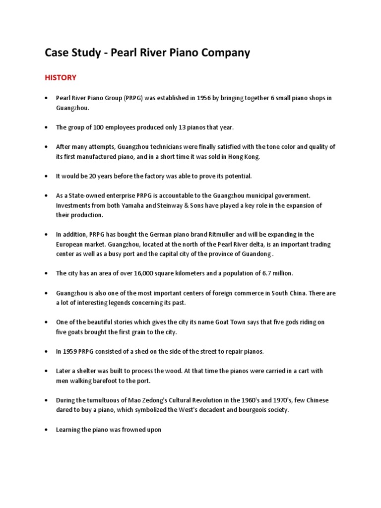 Pearl River Piano Company Case Study | PDF | Joint Venture | Partnership