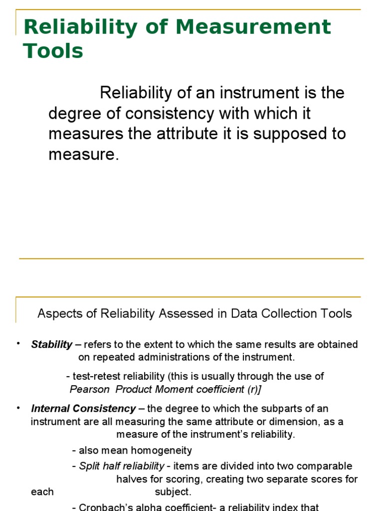 Reliability of Measurement Tools | PDF