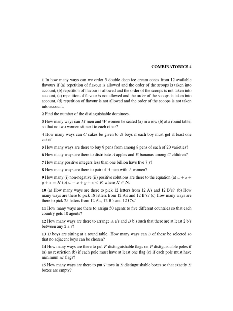 Combinatorics Assignment | PDF | Voting | Integer