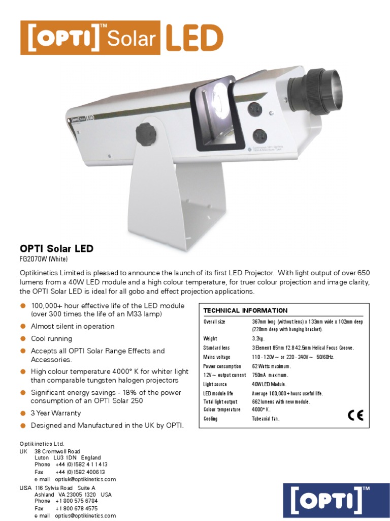 OPTI Solar LED Brochure | PDF