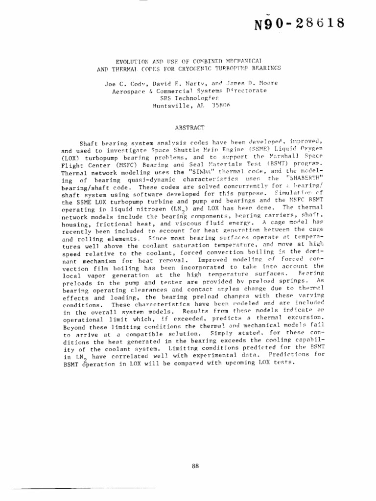 Itse OF Conbined Mechanical AND Thernai Codes FOR Cryof Enic Turbopu ...