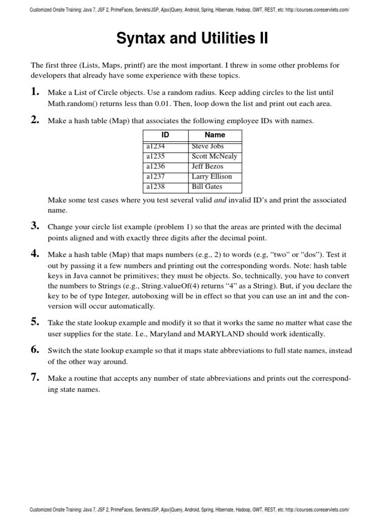 Exercises Syntax Utilities 2 | PDF | Software Engineering | Programming ...