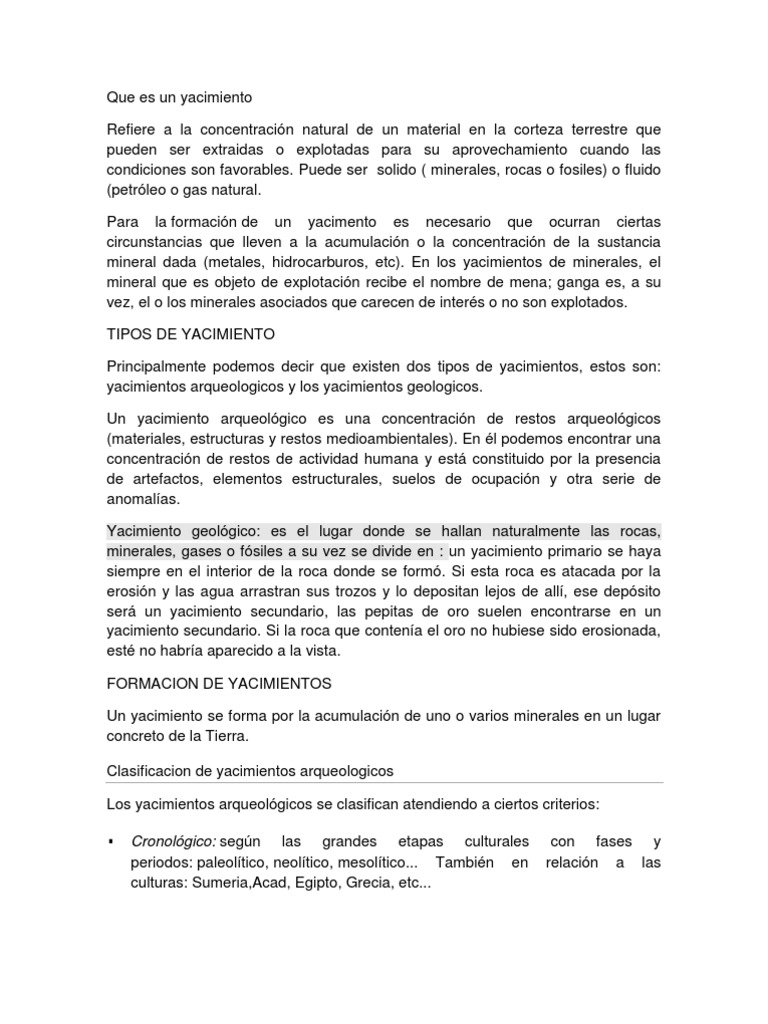Que Es Un Yacimiento | PDF | Depósito de petróleo | Carbón