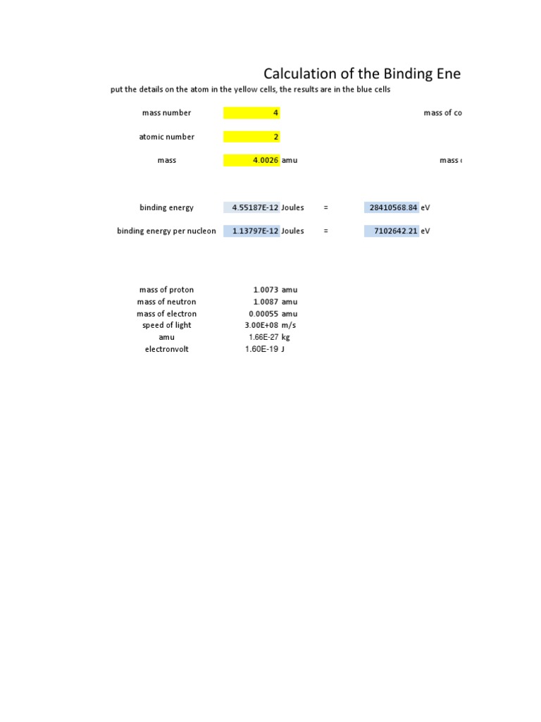Binding Energy Calculation of Atoms | PDF | Science & Mathematics ...