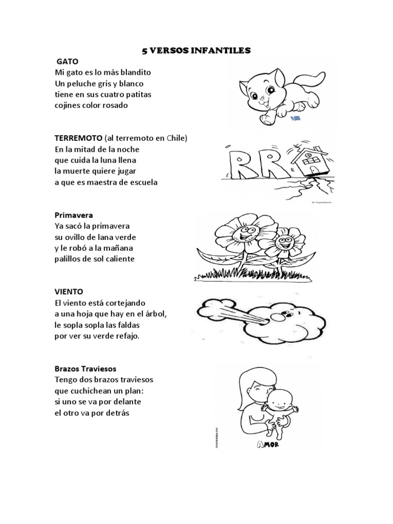 5 VERSOS INFANTILES y 5 Frases | PDF