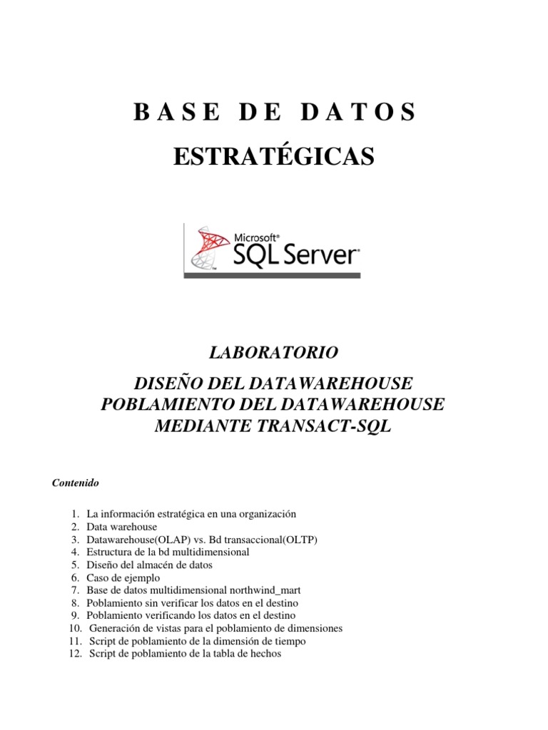 BDE Laboratorio03 | PDF | Almacén de datos | Tabla (base de datos)