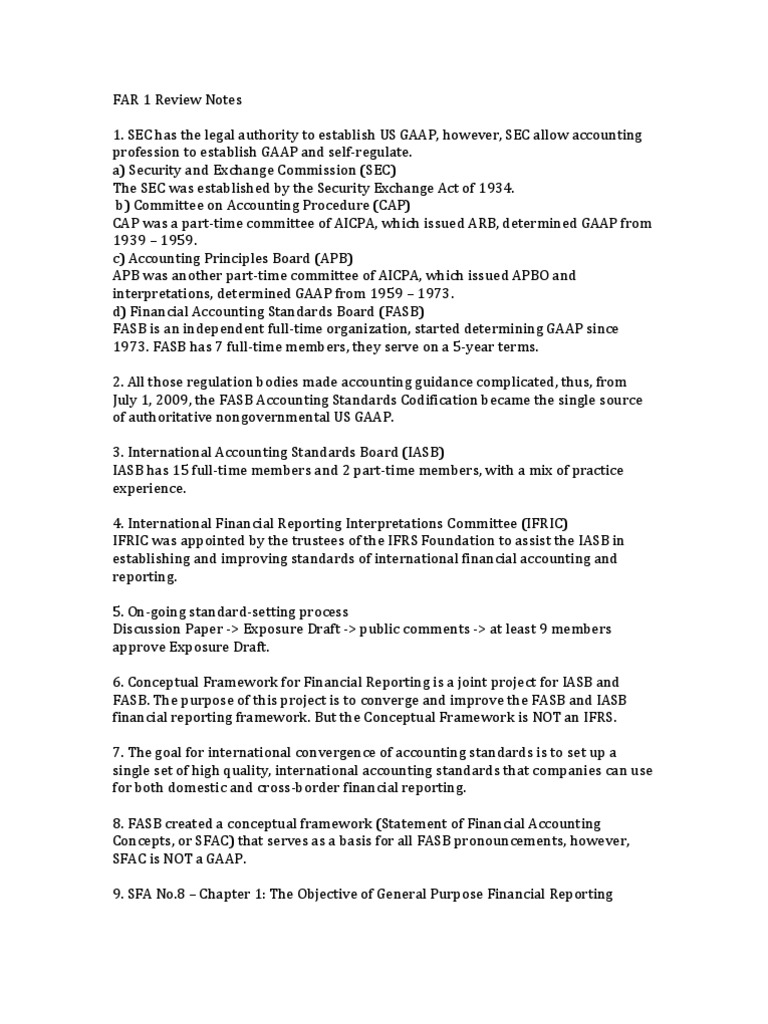 FAR Chapter 1 Review Note | PDF | Financial Accounting Standards Board ...