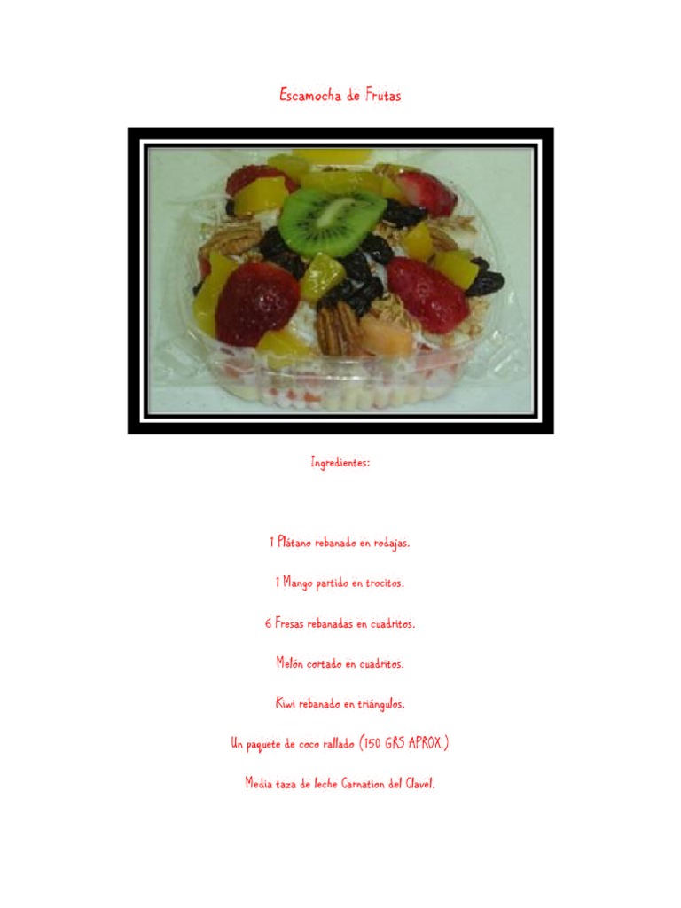 Escamocha de Frutas | PDF | Cocina | Cocinando