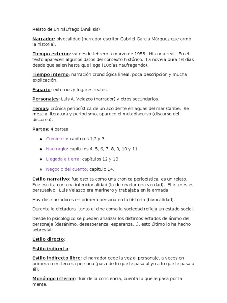 Relato de Un Náufrago Analisis | PDF