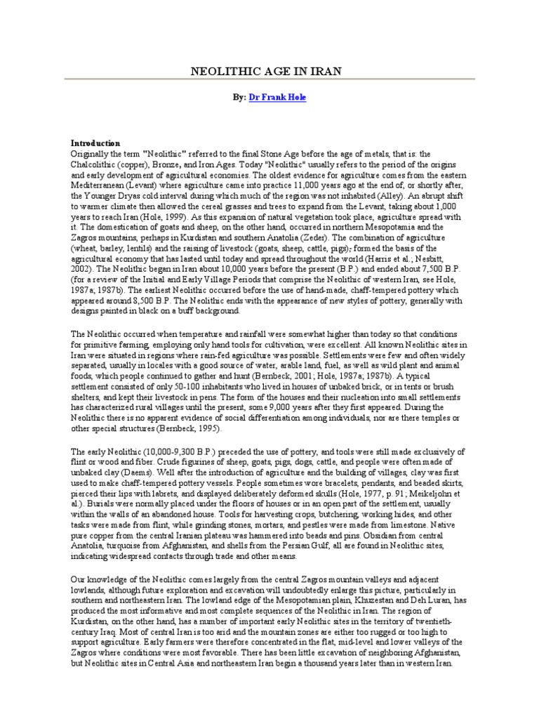 Neolithic Age in Iran-F. Hole | PDF | Neolithic | Iran