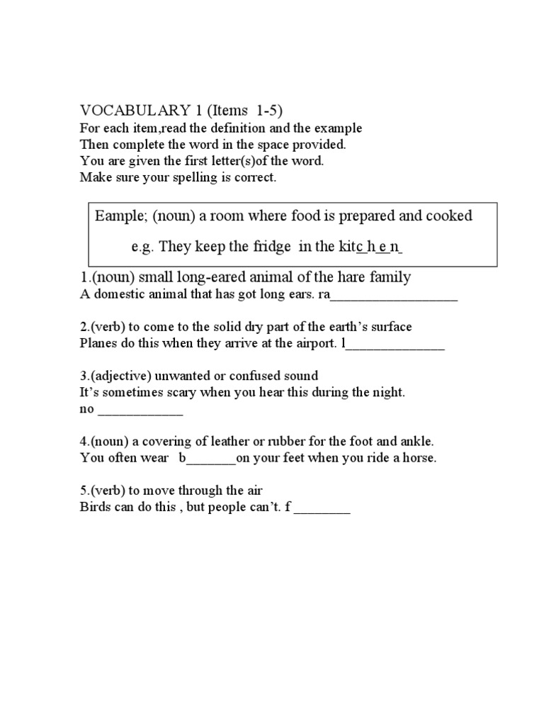 VOCABULARY 1 (Items 1-5) | PDF | Language Arts & Discipline